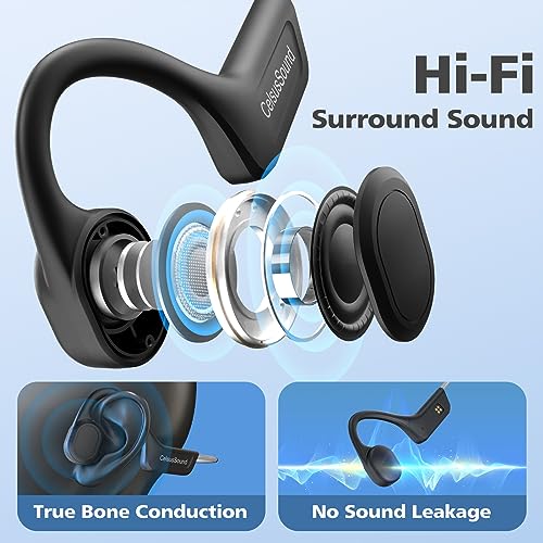 CelsusSound Bone Conduction Headphones,IPX7 Waterproof Running Headphones,Open Ear Headphones Wireless Bluetooth 5.3 with Mic for Running,Cycling,Hiking,Gym,Workout.
