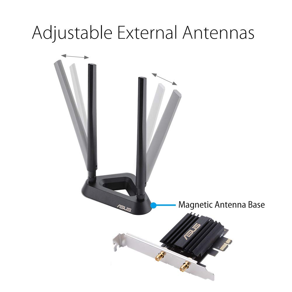 Asus AX3000 (Pce-AX58BT) Next-Gen WiFi 6 Dual Band PCIe Wireless Adapter with Bluetooth 5.0 - Ofdma, 2x2 MU-Mimo and Wpa3 Security,Black