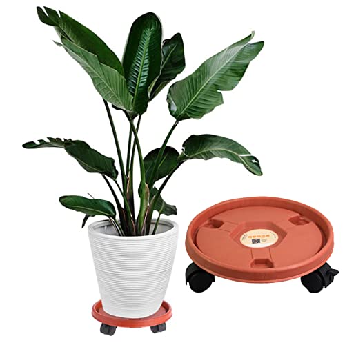 C-LARSS Plant Caddy with Wheels, 8-10 Inch 44lbs Capacity Rolling Plant Stand with Casters, Flexible Pallet Dolly for Plant Pot Vase White