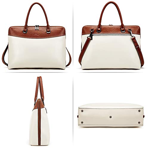 CLUCI Leather Briefcase for Women 15.6 Inch Laptop Business Vintage Slim Ladies Shoulder Bag