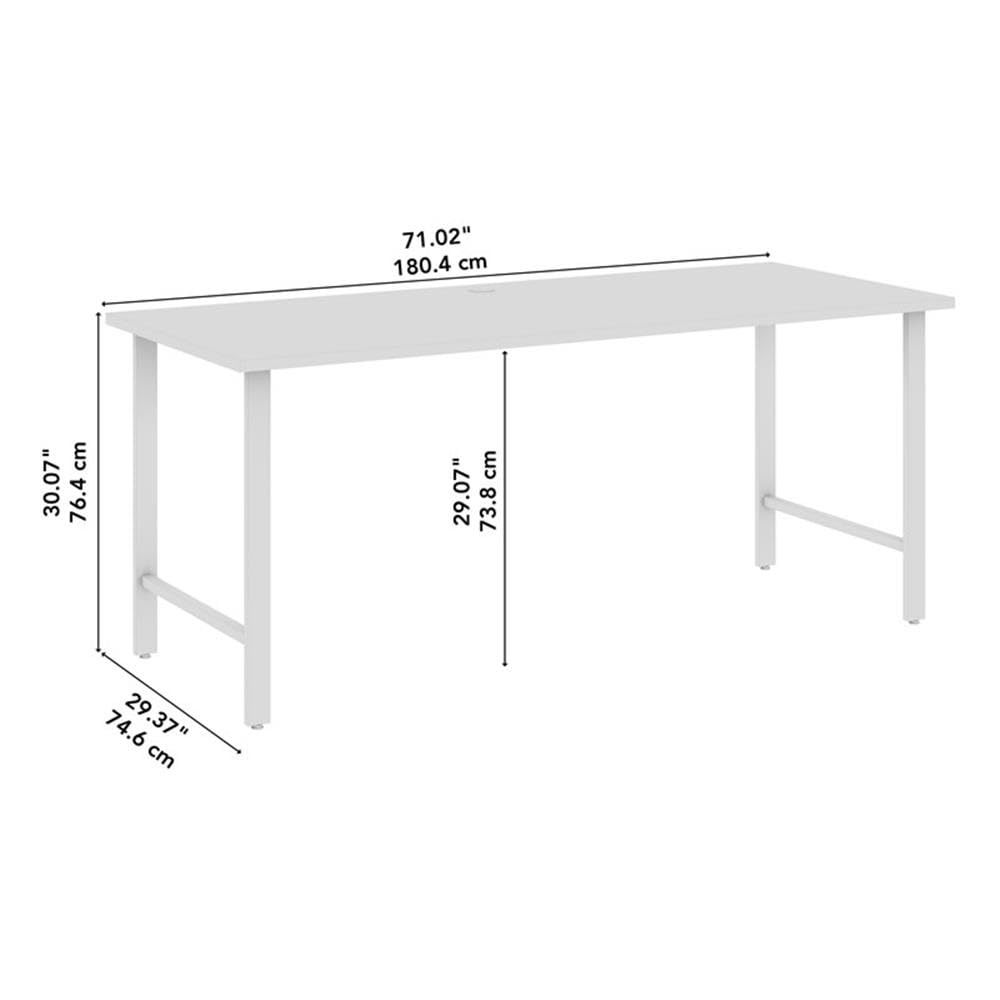 Bush Business Furniture Hustle 72W x 30D Computer Desk with Metal Legs in White, Modular Office Table for Home and Professional Workspace