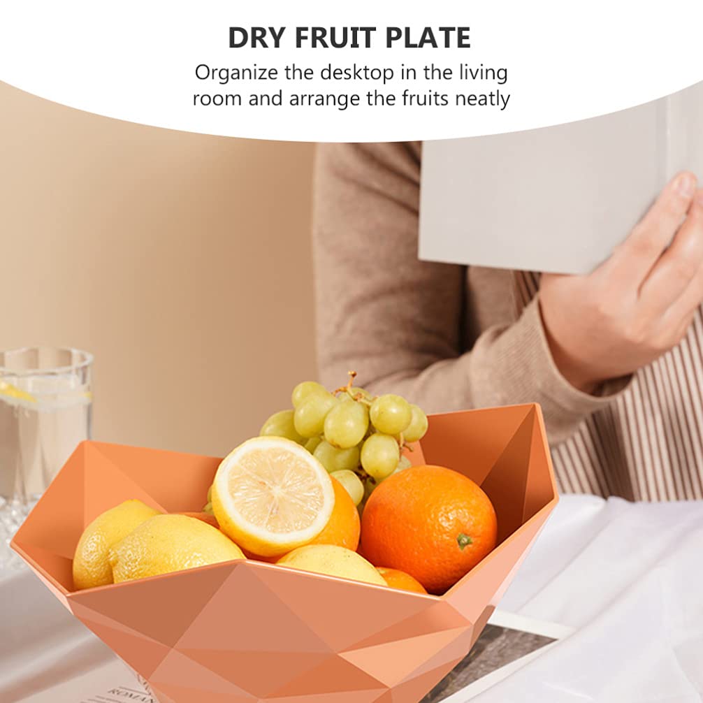 BESTonZON Modern Fruit Basket, European Fruit Bowl, Irregular Fruit Salad Plate Vegetable Snacks Serving Tray Candy Dessert Display Dish for Counters, Kitchen, Countertop, Home Decor, Orange
