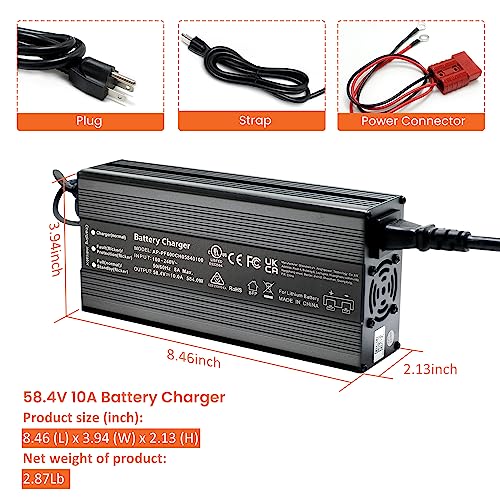 CHINS Bluetooth LiFePO4 Battery Smart 48V 100AH Lithium Battery, Includes 48V 10A Lithium Battery Charger, Perfect for Golf Cart, Trolling Motor, Marine, Peak Current 500A