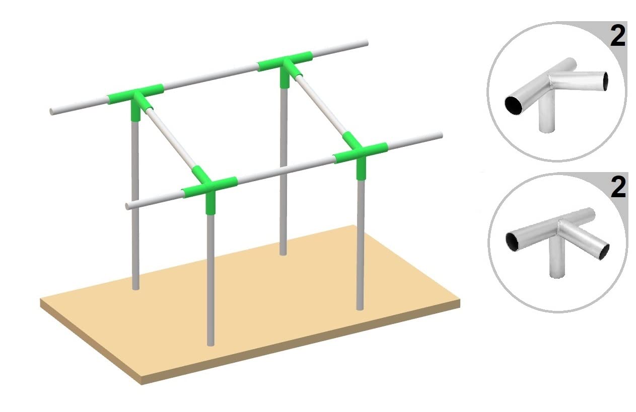 GoodsZone Canopy Fittings 1-3/8" Slant roof Carport Deck Shed Frame Connectors 4/Pack, Without Poles (Center Section)