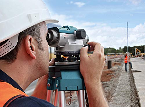 BOSCH Optical Level Kit with 32x Magnification Power Lens, Tripod and Rod GOL 32CK, Grey