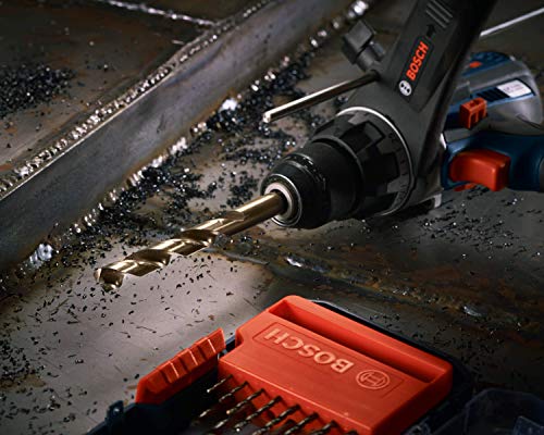 BOSCH CO14B 14-Piece Assorted Set with Included Case Cobalt M42 Metal Drill Bit with Three-Flat Shank for Drilling Applications in Stainless Steel, Cast Iron, Titanium, Light-Gauge Metal, Aluminum