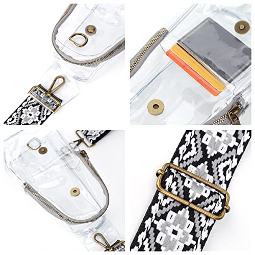 Clear Sling Bag Stadium Approved Crossbody Chest Bags for Women Fanny Pack Small Clear Daypack Shoulder Backpacks