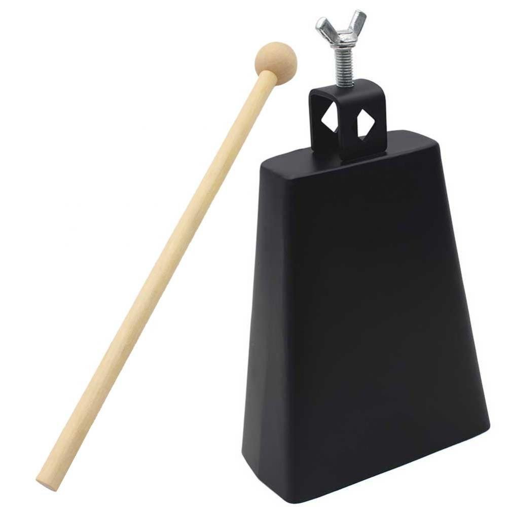 Cowbell Drum Cencerro,Plastic Cow Bell,Latin Percussion Cowbell 6 Inch Metal Cowbell Noise Maker with Handle for Drumset Kit Percussion Come with Stick Black Cow Bells Cowbell Drum Musical Cow Bell