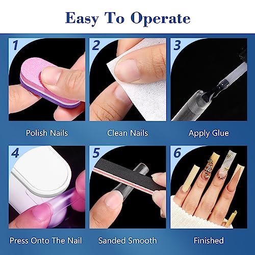 Clear Square Nail Tips, Gel Nail Tips for Acrylic Nails Professional,240PCS XL Nail Tips Full Matte Full Cover Straight Square Nail Tips, Slightly C Curve French Nail Tips Use for Nail Extension