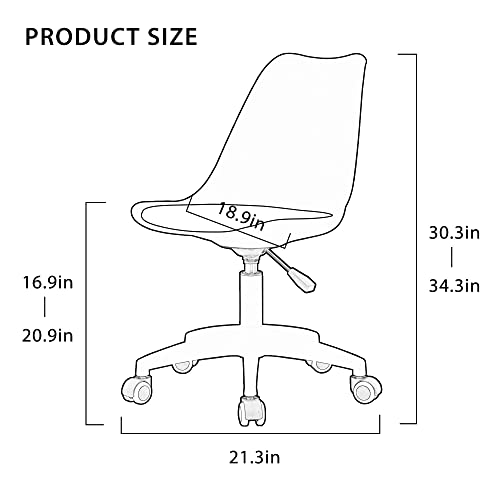 Clear Desk Chair, Plastic Home Office Chair, Acrylic Rolling Chair, Plastic Chairs for Office, Home, Make Up, Small Space, Bed Room (1, Clear/White Base)