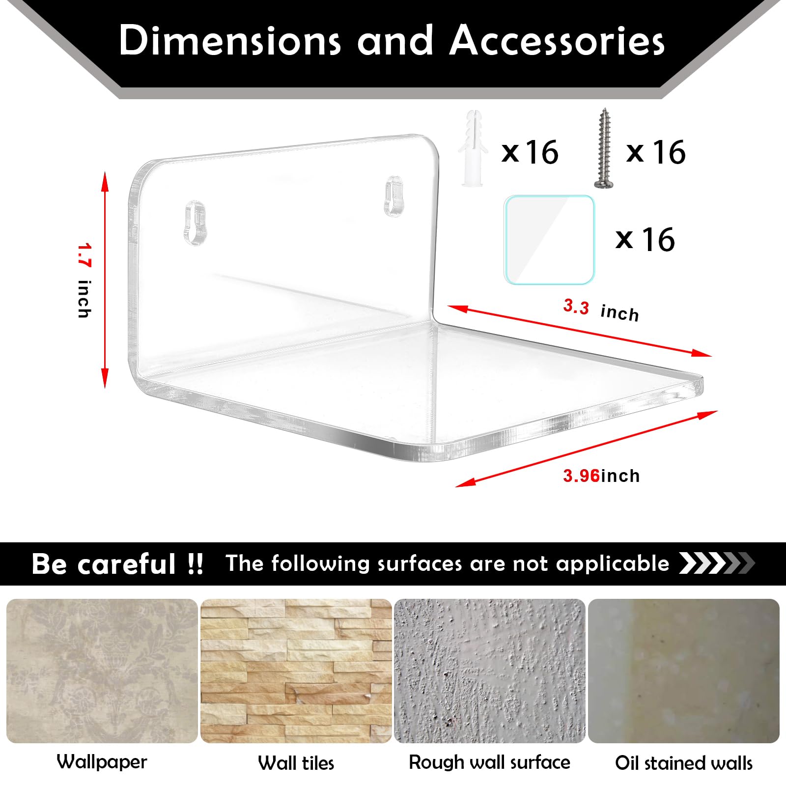 COXWANG Acrylic Small Shelf,Mini Acrylic Wall Shelf,Acrylic Shelf,for Pop Figures,Plant,Picture Photo Modern Wall for Office Bedroom Living Room