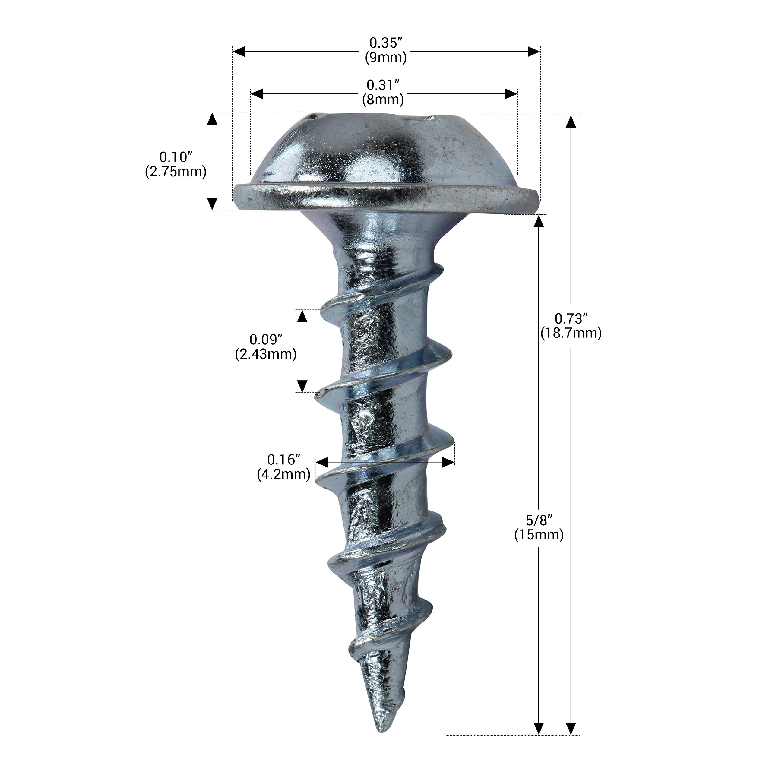 Rok Hardware #8 x 5/8" Coarse Thread Square Phillips Round Washer Head Type 17 Zinc Plated Wood Screws Zinc MDF (100)