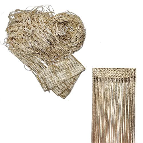 DLD String Curtains Beaded Door Curtain,Curtains Panel Divider Window Door Fly Screen for Door Wall and Window Decoration,200cm x 100 cm(200cm*100 cm,Golden)
