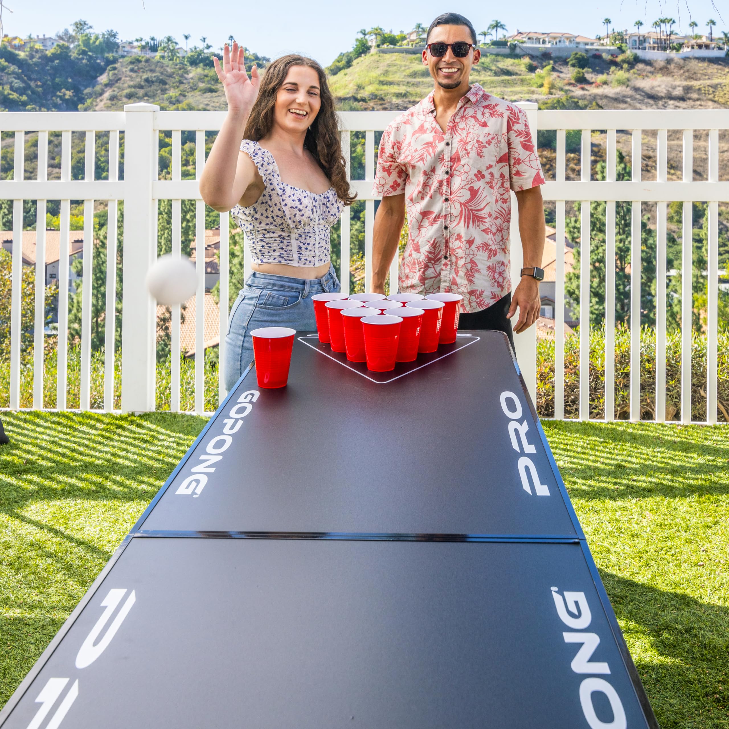 GoPong PRO 8 Foot Premium Beer Pong Table - heavy-duty (Black, 36-Inch Tall)