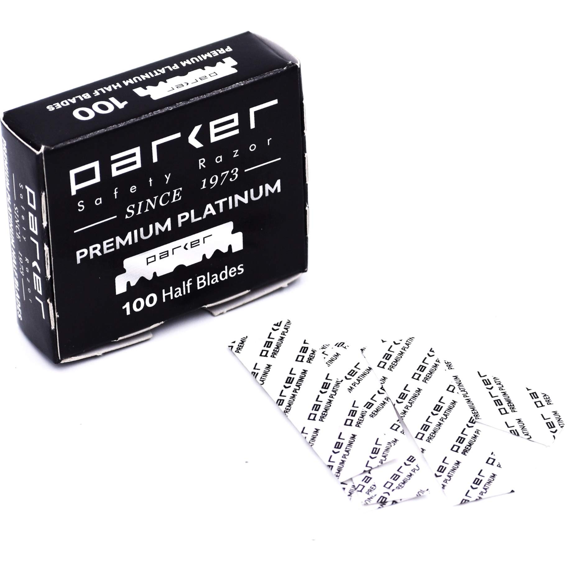Parker SRW Straight Edge Barber Razor for Men with 100 Parker Platinum Stainless Steel Single Edge Barber Razor Blades for a Barber Shop Shave