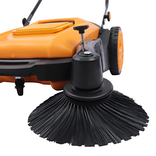 biniliubi 41" Industrial Walk-Behind Floor Sweeper Hand Push Sweeper 2 Brushes Industrial Walk Behind Street Pavement Cleaner for Outdoor Large Area