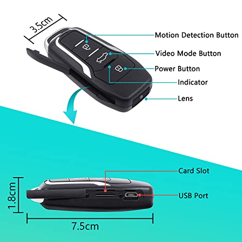 ClODGDGO 64GB Spy Camera Car Key,360 Minutes Battery Life Mini, Nanny Cam Hidden Camera with HD 1080P,Surveillance & Security Cameras