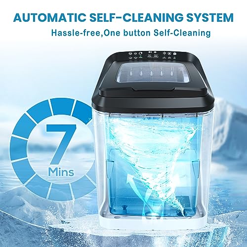 Countertop Ice Makers Countertop Ice Machine Elechelf,33Lbs/24Hr's,Bullet Icer Maker Machine,9 Pcs Cube Ready in 8-15mins with Scoop and Basket,Perfect for Home/Kitchen/Party/Office(Sliver)