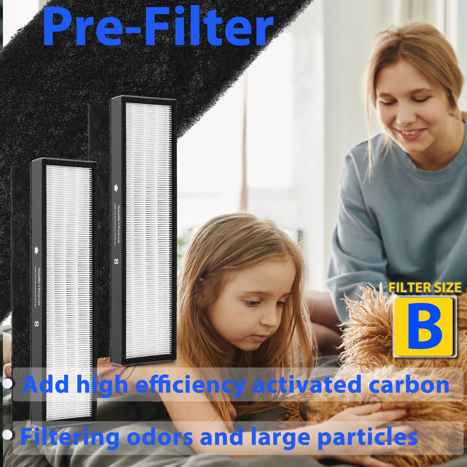 HEPA Air Filter Flt4825 B,Compatible with Germ Guardian True Hepa Filter Air Purifier Filter,Compatible with Germ Guardian Filter B Models AC4900CA, AC4825, AC4850PT, AC4820