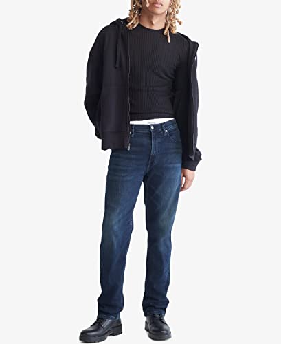 Calvin Klein Men's Straight Fit Jeans, Boston Blue BLA, 36W x 32L