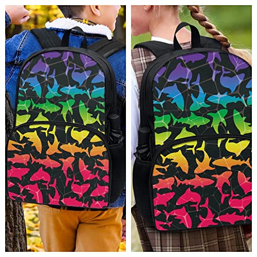 Colorful Shark Backpack Baby Shark Backpack Kids Shark Backpack Toddler Kindergarten School Bookbag with Pocket Zipper Adjustable Strap Mini Backpack Travel Backpack for Women Men