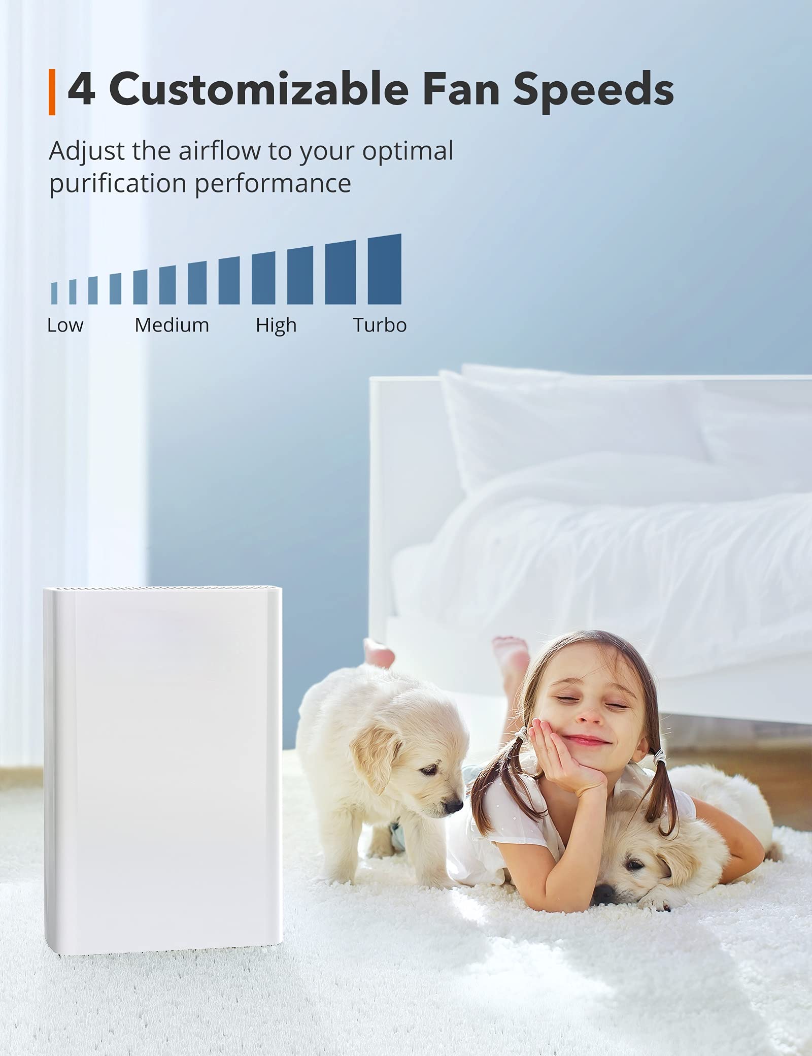 HEPA H13 Air Purifier for Home, Allergies Smoke Pollen Pets, Home Air Cleaner Filtration System, Odors Dust, Sleep Mode Timer Auto Mode