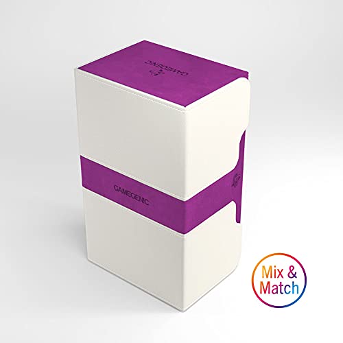 Gamegenic Stronghold 200+ Convertible Deck Box | Double-Sleeved Card Storage | Card Game Protector | Nexofyber Surface | Holds up to 200 Cards | Purple Color | Made