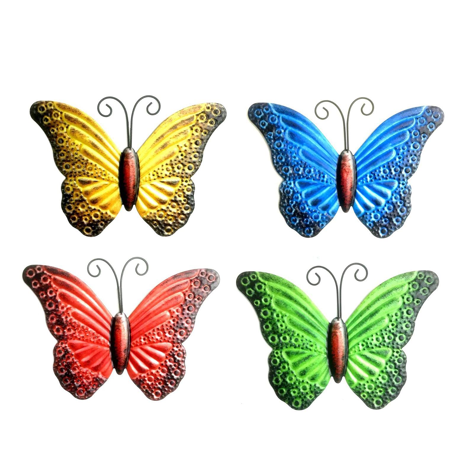 HONUTIGE Metal Butterfly Wall Art Outdoor Wall Decor Butterfly 3D Wall Sculpture for Home Living Room Bedroom or Porch Garden Patio Fence(Size:4pcs)