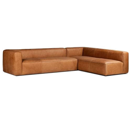 POLY & BARK Piazza Reversible Corner Sectional Sofa in Bourbon Tan