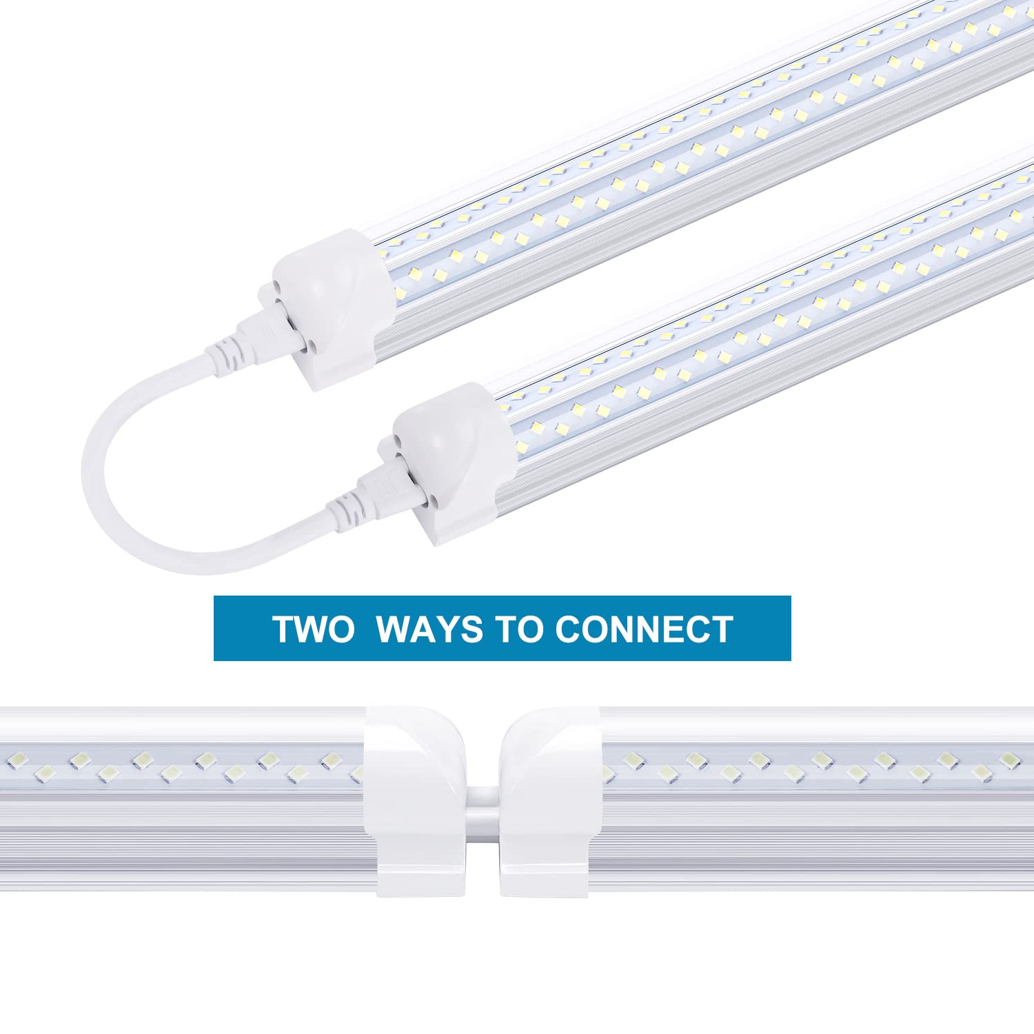 FALANFA 8FT T8 V Shape Integrated Tube Light Double Side 4 Row,120W LED Shop Light Fixture, AC85-277V 14400 Lumens 6000K Cold White, LED Cooler Door Light 25 Pack