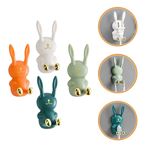 Cabilock 4pcs Adorable Rabbit Nail Free Hook Decorative Wall Hook Utility Hooks Wall Razor Holder Purse Key Holder Hook Towel Hanger Wall Hooks Decorative Wall-Mounted Bag Holder Child abs