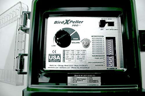 Bird-X BirdXPeller Pro Electronic Bird Preventer Version 2, Sonic Bird Decoy Device, Perfect for Crows, Blackbirds, Grackles, Cormorants, and Ravens, Covers up to 1 Acre, 3-5 kHz Frequency