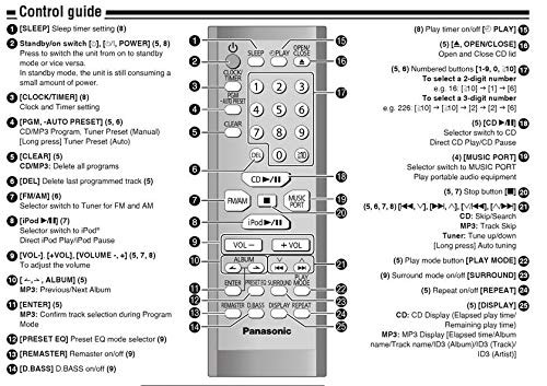 HCDZ Replacement Remote Control for Panasonic N2QAHB000050 N2QAHB000051 N2QAHB000045 EUR7710020 SA-AK330 SC-AK330 SC-AK220 SA-AK220 Micro CD Stereo Audio System