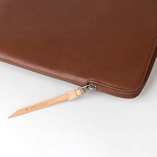 Comfyable Tablet Sleeve Compatible for iPad Pro 12.9 inch M2 2022 M1 2021 2020 with Smart/Magic Keyboard with Pencil Holder - PU Leather Bag Waterproof Slim Protective Cover Case - Brown