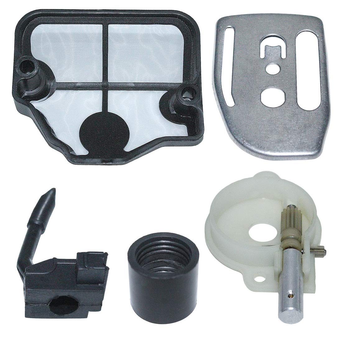 AUMEL Oil Pump Pick Up Bar Plate Air Filter Intake Boot Kit for Husqvarna 136 137 141 142 Chainsaw Replace 545036801, 530047855, 530029811