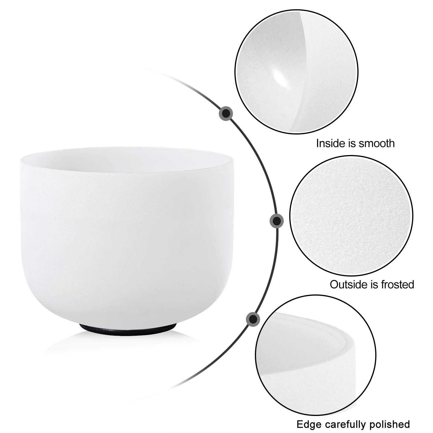 CVNC 432HZ Set of 3 PCS 8"C+10"F+12"D Note Frosted Quartz Crystal Singing Bowl with Carry Case Bag