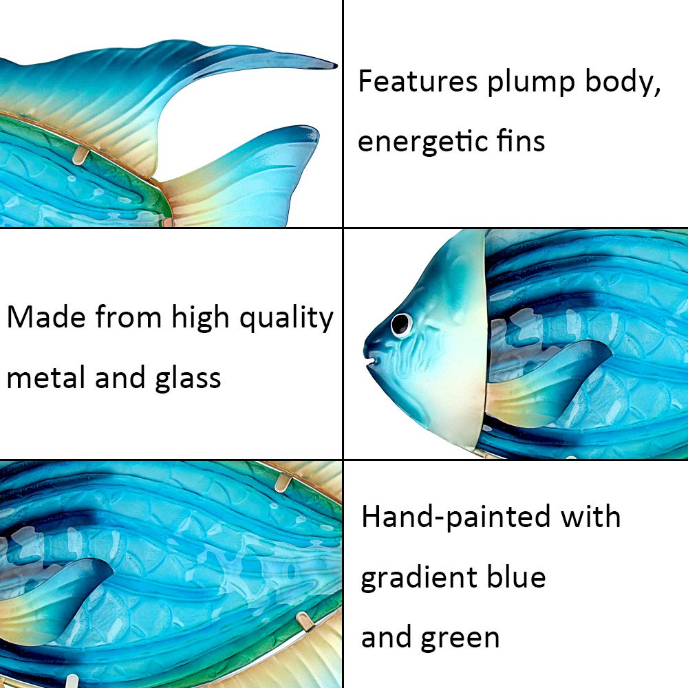Maansfy Metal Fish Wall Decor Bathroom Garden Art Hanging Glass Decoration for Patio…
