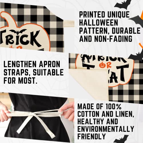 Crethinkaty 1 Pieces Halloween Aprons,Halloween Kitchen Baking Aprons,Halloween Party Apron, Waterproof Apron Chefs Pinafore Apron Cooking BBQ (Style 2)