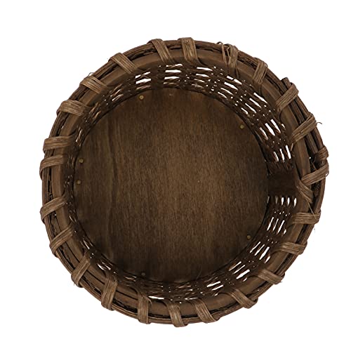 Cabilock Desk Flower Basket: Stationery Brown Mini Woven Basket, Small Makeup Pencil Handwoven Hand Storage Bowl Home Inches Farmhouse Wood Pots Cup Brush Caddy Rustic for Container
