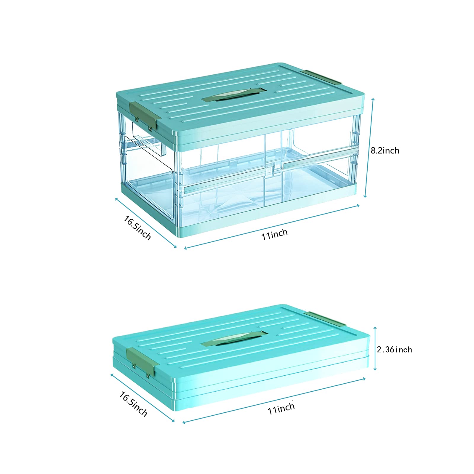 MineSign Foldable Storage Bins with Lid Stackable Plastic Storage Crate Folding Storage Container for Home Closet Bedroom Kitchen Camping Bins with Build in Handle Medium Blue