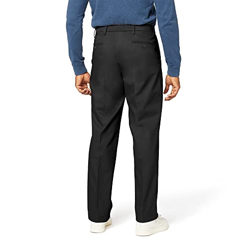 Dockers Men's Relaxed Fit Signature Khaki Lux Cotton Stretch Pants, Black, 44W x 30L