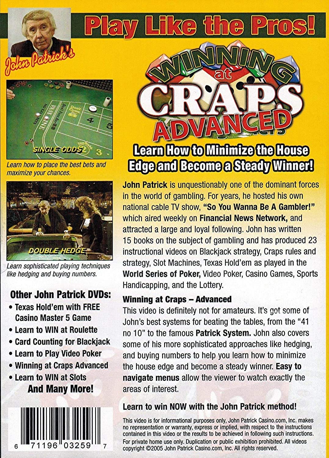 Cyber-Deals Play Like A Pro Craps Pack - Includes 2-Sided Craps & Poker Layout, Authentic Nevada Casino Table-Played Dice, Advanced Instructional Tutorial DVD