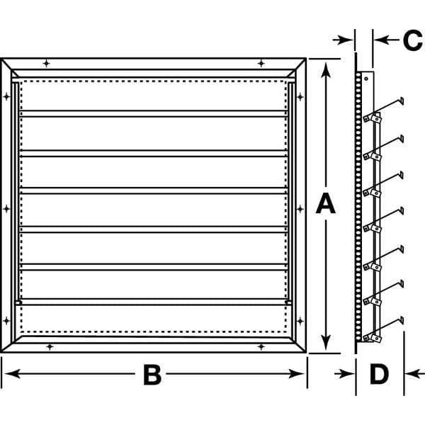 Fan Shutter,24 in,Mill Finish Aluminum