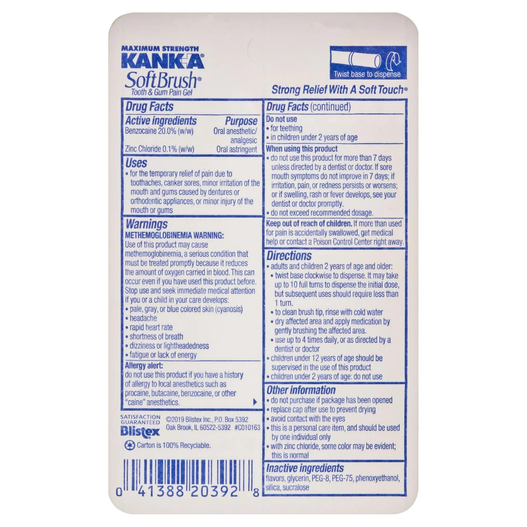 Kank-A Kank-A Soft Brush Tooth/Mouth Pain Gel Professional Strength, 0.07 oz (Pack of 4)Q