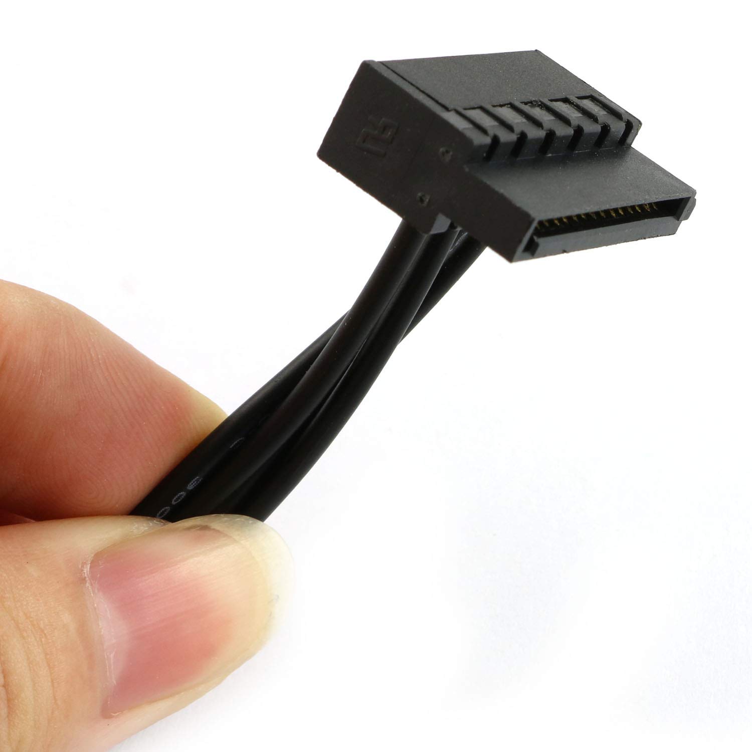RuiLing 2pcs Black Motherboard ATX Mini 4 Pin to 2X Right-Angle 15 Pin SATA Hard Drive HDD Power Supply Adapter Cable 18AWG 19.7 Inch for Lenovo