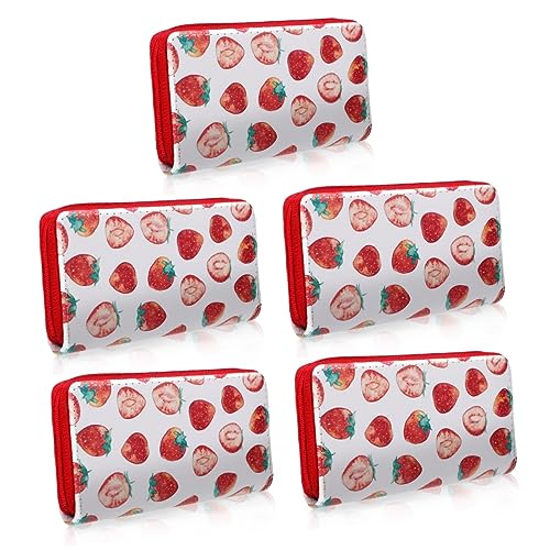 Cabilock Leather Wallet 5pcs wallet strawberry purse girl gifts kawaii plant accessories girls gifts fruit Ornament Miss leather Purses