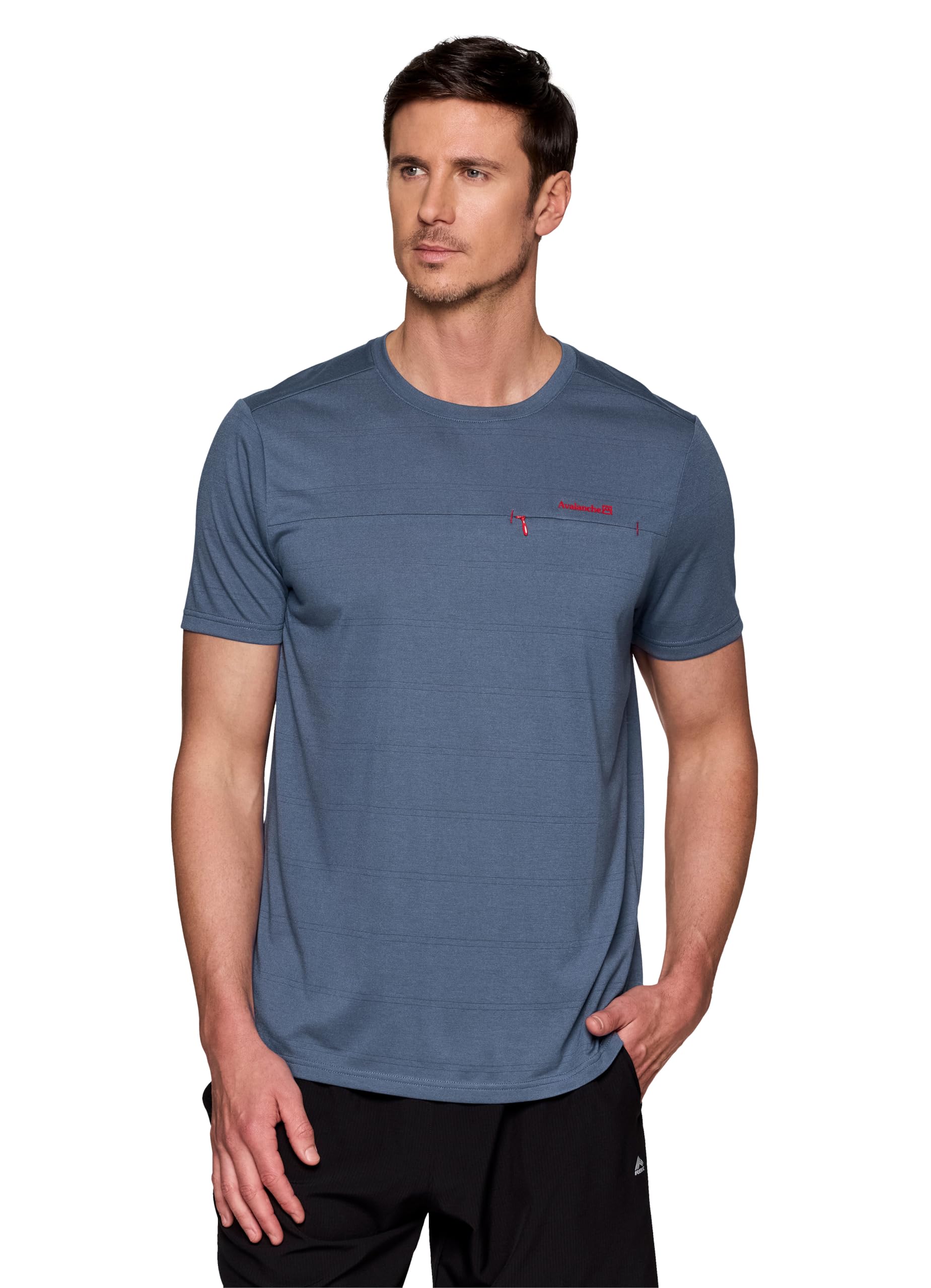 Avalanche Men's Zipper Pocket Mesh Short Sleeve Crewneck T-Shirt Mini Mesh Grey L