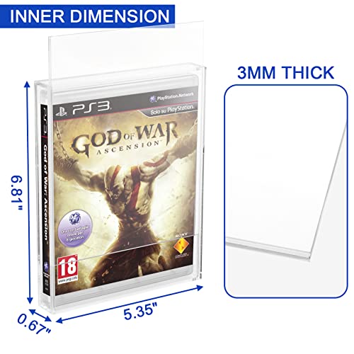 CaSZLUTION Clear Acrylic Video Game Box Protector Case for PS3, PS4, PS5, and Xbox one Game Case, 3mm Thick Dustproof Wall Storage Holder Game Protective Display Case (Pack of 1)