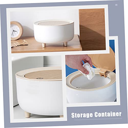 FONDOTIN 1pc Desktop Trash Can Mini Dustbin for Bedroom Mini Waste Mini Desktop Wastebasket Countertop Garbage Bin Mini Garbage Cans Trash Cover Bucket Storage Container Trash Bin Abs White