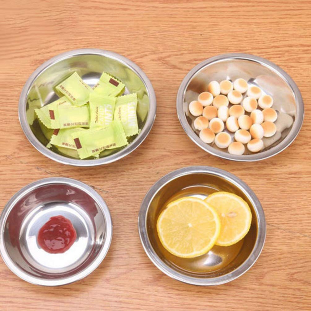 Cabilock 10pcs Stainless Steel Sauce Dish Appetizer Tray Dipping Bowls Seasoning Portion Condiment Tray Sauce Plates for Sauce Ketchup BBQ Sauce Seasoning